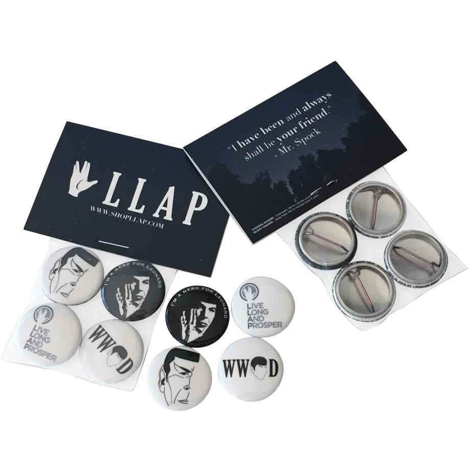 Love for Mr.Spock and Leonard Nimoy Pack of 4 Pin-Back Buttons – Shop LLAP